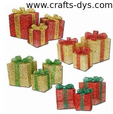 Christmas decorations, wrought iron box, bowknot Christmas gift box window set decoration supplies