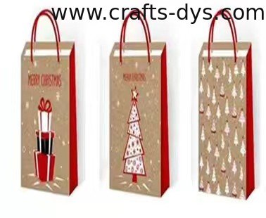 Christmas paper bag, gift bags, Kraft paper shopping bags of Christmas,Paper bag of wine，Valentine's day gifcarrier bags