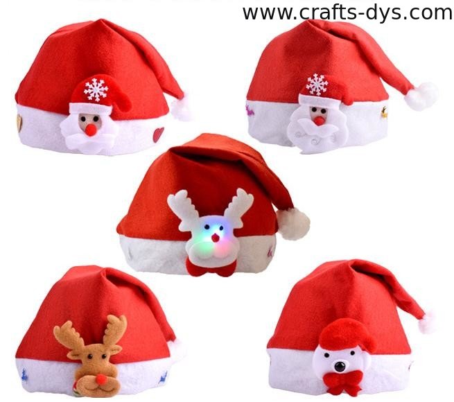 Christmas decorations Christmas hat belt design decorative pattern non-woven adult luminous Christmas hat children gifts