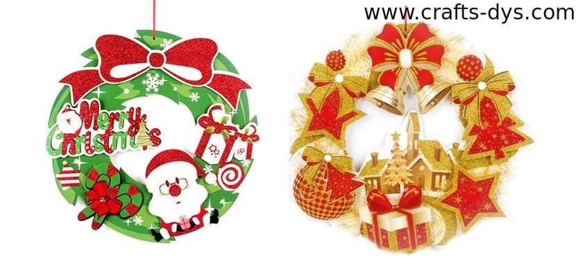 Christmas decorations paper card welcome door window ornaments hung on Santa snowman was hanger