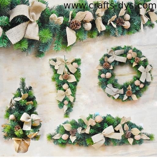 Christmas decorations rattan linen series,Christmas garland, Christmas hanging rattan, desktop small Christmas tree