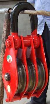Pulley block with hook/ring,Three-Sheave