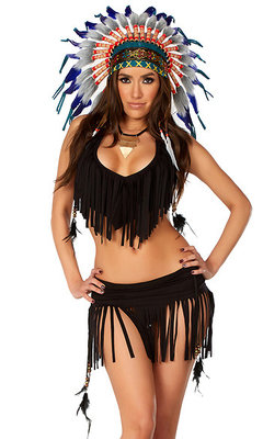 Balck Spandex Rain Dance Sexy Native American Costume with Size S to XXL Available