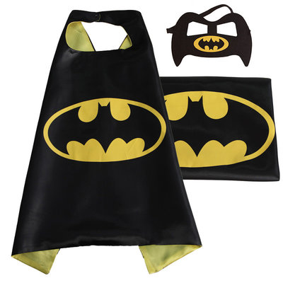 Halloween Superhero capes Double sides Satin Fabric super hero cape + mask party supplies for Children's birthday party