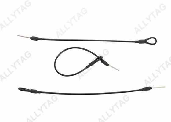 1.8mm Dia Anti Theft Accessories Steel Wire EAS Pin Lanyard With Loop Black