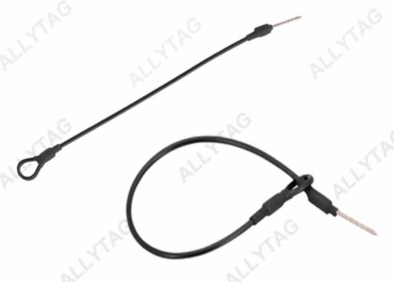 1.8mm Dia Anti Theft Accessories Steel Wire EAS Pin Lanyard With Loop Black