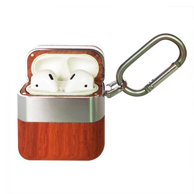 wood metal case protective cover compatible with apple airpods 2 and 1 blu tooth earphone supplier