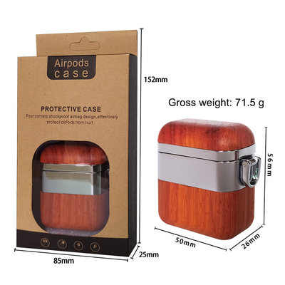 wood metal case protective cover compatible with apple airpods 2 and 1 blu tooth earphone supplier