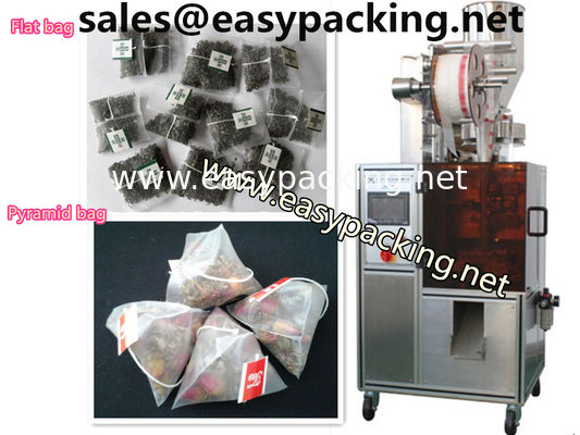 Automatic pyramid nylon tea bag packing machine with envelop