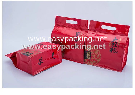 Qual side sealed flat bottom pouches with zipper for tea packaging
