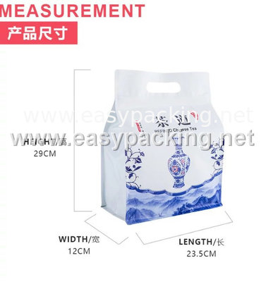 Qual side sealed flat bottom pouches with zipper for tea packaging