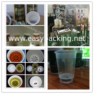 Tea cup filling and sealing machine .Easy and fashion drink