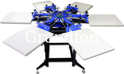 6 color 6 base manual t-shirt silk screen printing press for sale