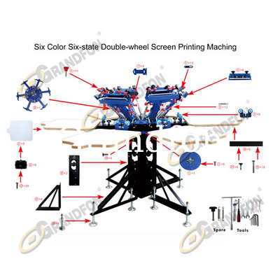 manual 6 color 6 station silk screen printing press for sale