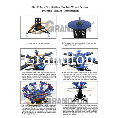 manual 6 color 6 station silk screen printing press for sale