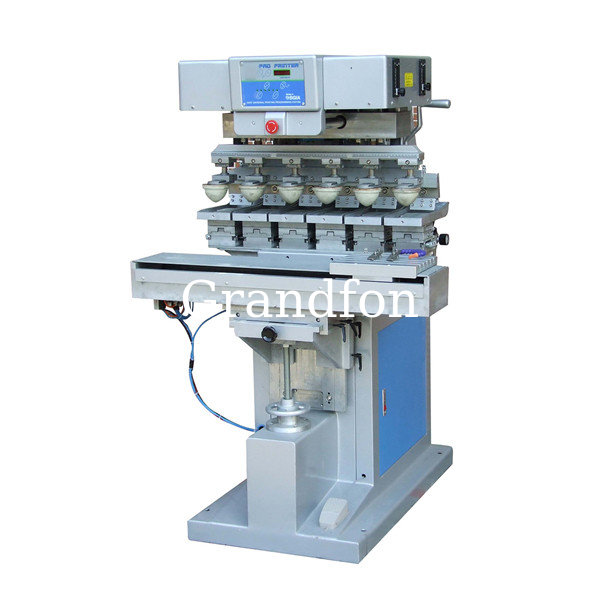 air pressure semi-automatic six color pad printing machine with shuttle