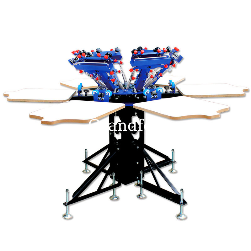 manual 6 color 6 station silk screen printing press for sale