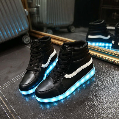 China High Top Mens Light Up Shoes , High Cut Boots Vans Kids Led Light Up Shoes supplier