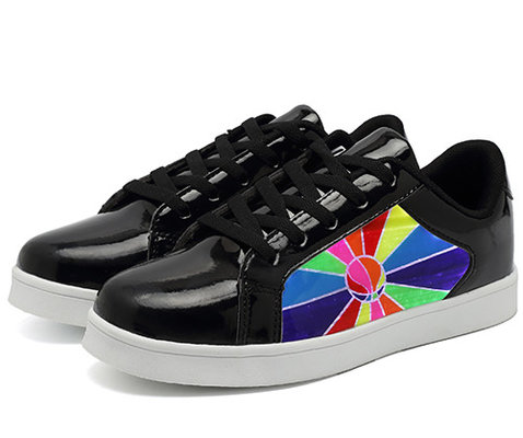 China Customizable Black Led Shoes , Led Display Sneakers Woven Fabric Surface supplier