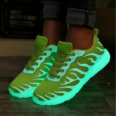 China Green / Blue LED Light Up Sneakers Glowing Fiber Endurable Size Range 36 - 44 supplier