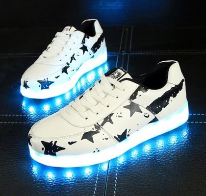 Bluetooth App LED Light Up Sneakers Custom White Ed Shoes For Adults supplier
