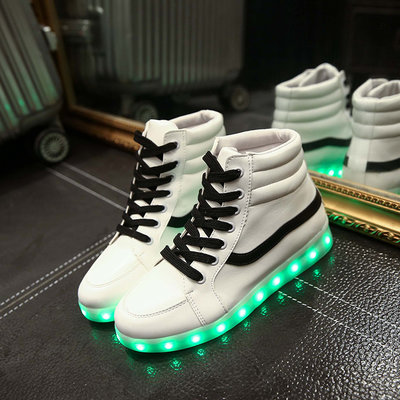 High Top Mens Light Up Shoes , High Cut Boots Vans Kids Led Light Up Shoes supplier