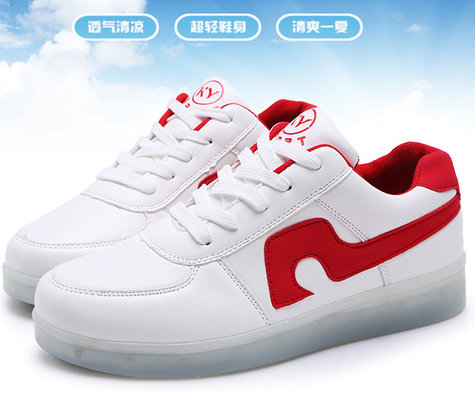 Flashing White Light Up Shoes Rechargeable , High Elastic Mens Light Up Sneakers supplier