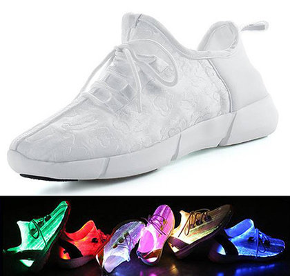 App Control Fiber Optic LED Shoes USB Rechargeable Endurable Glowing Sneakers supplier