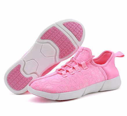 Pink Fiber Optic LED Shoes Full Screen Display Girls Light Up Sneakers supplier