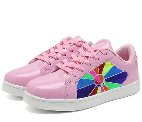 Customizable Black Led Shoes , Led Display Sneakers Woven Fabric Surface supplier
