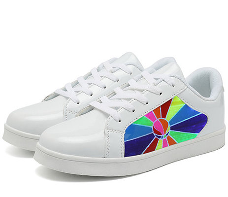 Customizable Black Led Shoes , Led Display Sneakers Woven Fabric Surface supplier