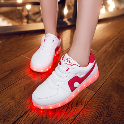 Noval LED Light Up Sneakers PU Leather Rubber Sole White Led Shoes For Parties supplier