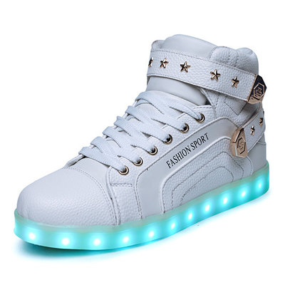 Ladies Red High Top Light Up Shoes , Breathable Custom Led Shoes For Girls supplier