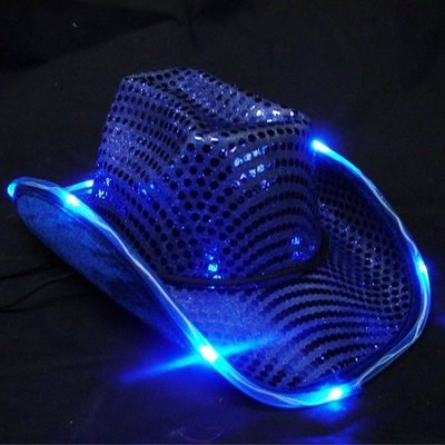 Neon Flash LED Light Up Hats Glow In Dark Flashing Lighted Cowboy Hats 5 Colors supplier
