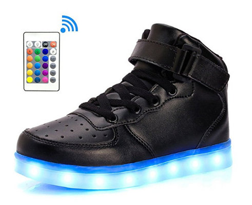 LED Light Up Shoes With Remote Control , Men & Women Leather High Top Led Light Sneakers supplier