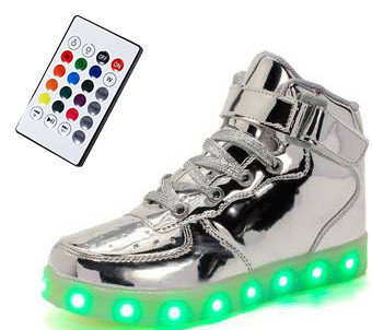 LED Light Up Shoes With Remote Control , Men & Women Leather High Top Led Light Sneakers supplier