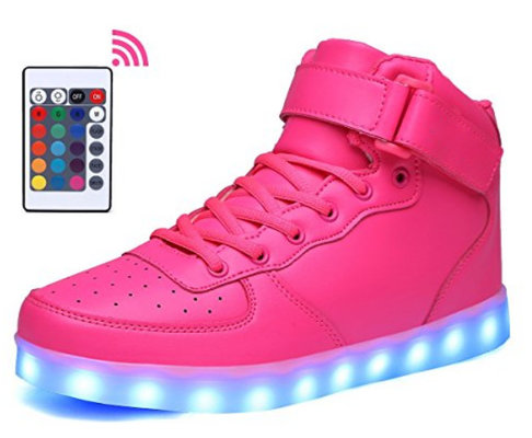 LED Light Up Shoes With Remote Control , Men & Women Leather High Top Led Light Sneakers supplier