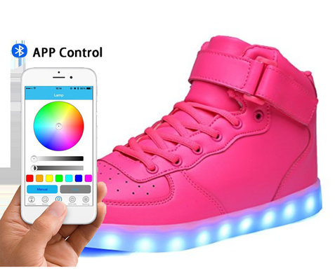 Women Leather Led Fashion Shoes , High Top Electric Styles Led Shoes Sneaker supplier