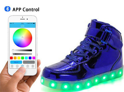 Women Leather Led Fashion Shoes , High Top Electric Styles Led Shoes Sneaker supplier
