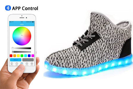 Wireless Operated Led Light Up Sneakers , Stretch Fabric High Top Led Shoes supplier
