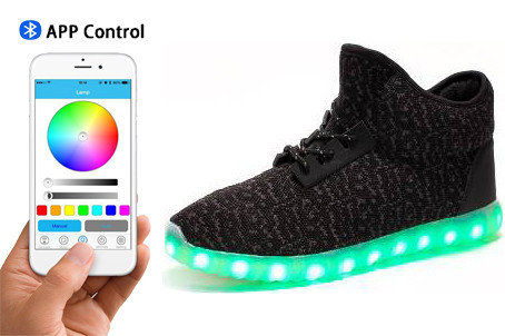 Wireless Operated Led Light Up Sneakers , Stretch Fabric High Top Led Shoes supplier