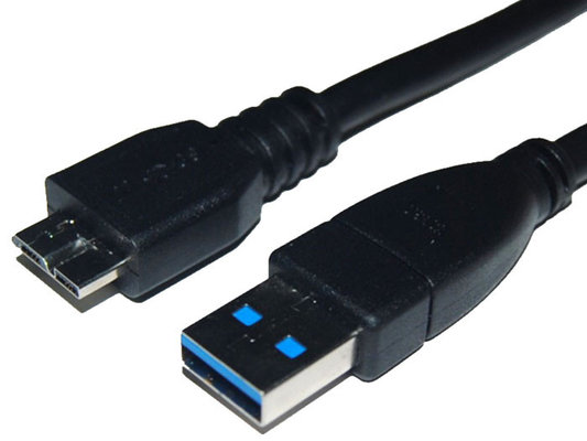 Black Round USB3.0 Charge Cable A Male to Micro B