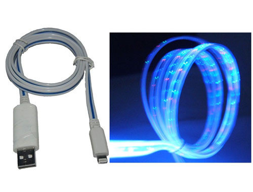Clear Flat Glowing in Multicolor Optical USB Cable for iphone5