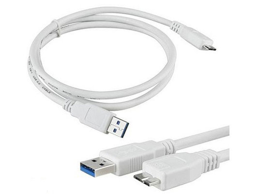 White Round USB3.0 Charge & Sync  A Male to Micro Cable for Samsung