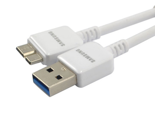 White Round USB3.0 A Male to Micro B Charge Cable for Samsung Phone