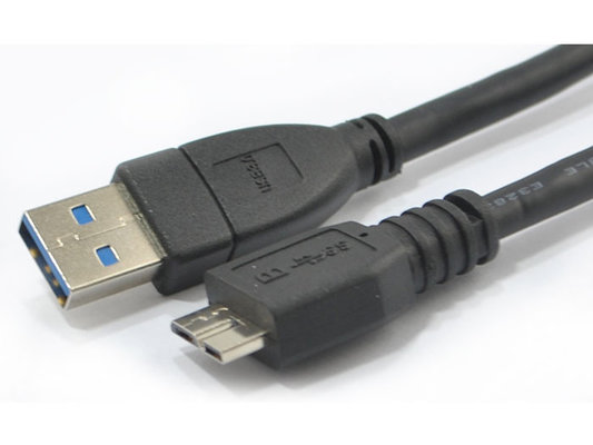 Black Round USB3.0 A Male to Micro B Charge Cable
