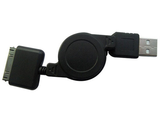 Black Retractable Cable USB2.0 AM to 30 pin Apple Connector Cable