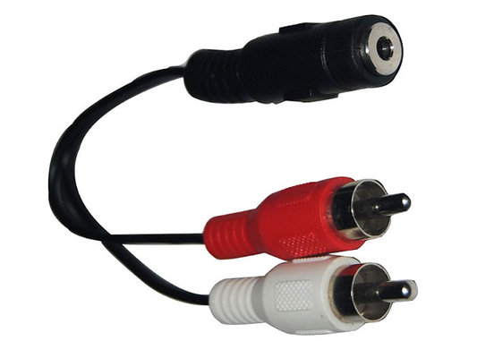 3.5mm female socket to 2RCA male plugs audio cable