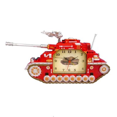 red tank shape musical alarm clock