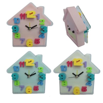 House shape digital clock with glass